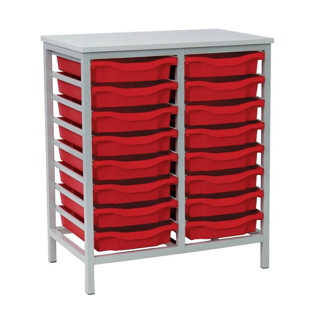 Metal Static Tray Storage Unit - 16 Shallow Trays | Educational ...