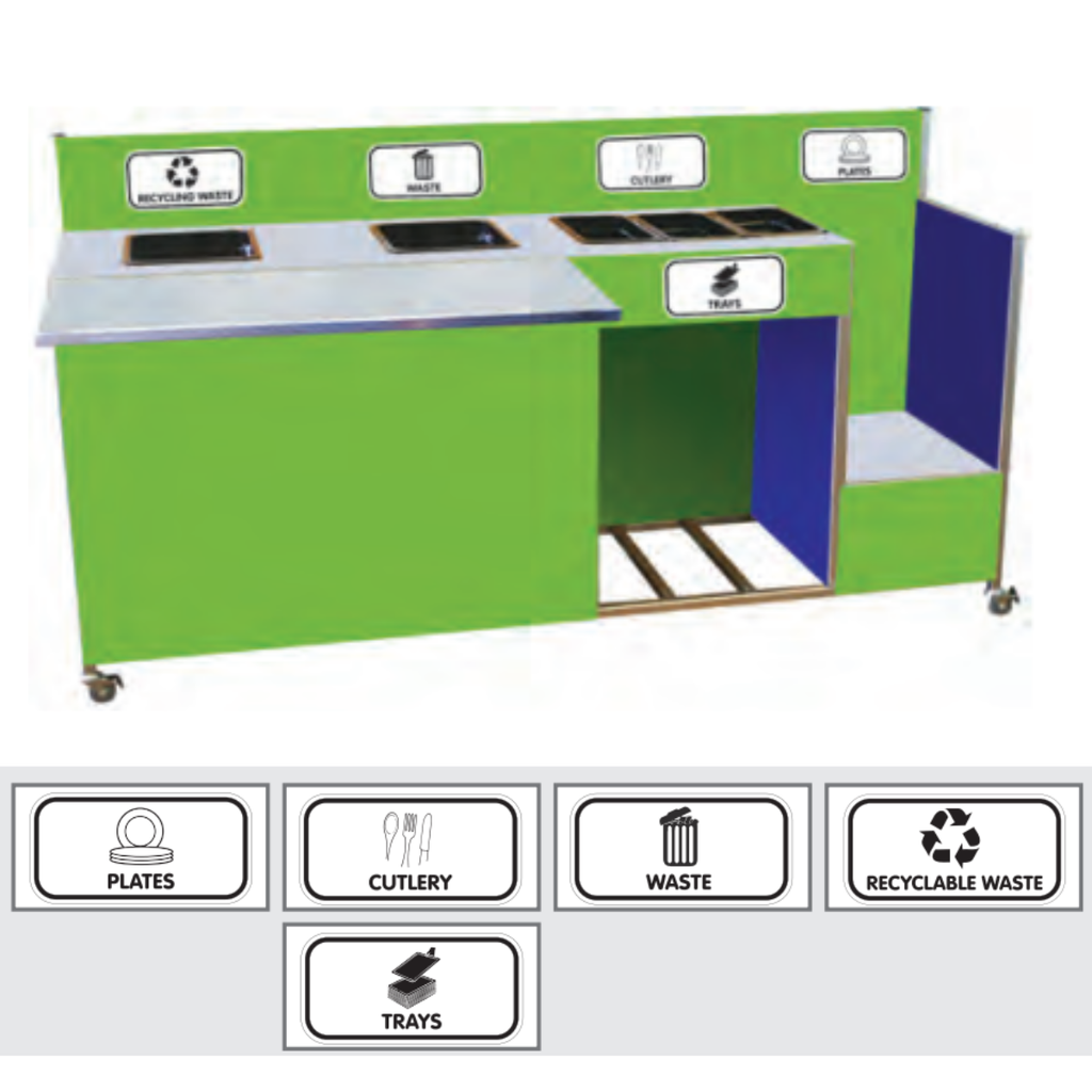 Standard 5 Bin Waste Food Clearing Plate & Tray Store Trolley RH ...