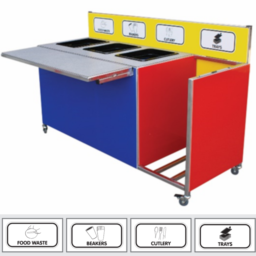 Standard 3 Bin Waste Food Clearing & Tray Store Trolley | Educational ...