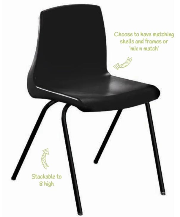 NP Poly Classroom Chair - Balck & White | Educational Equipment Supplies