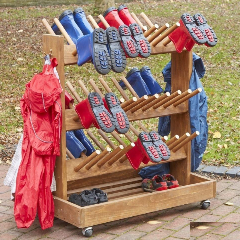 Outdoor Wooden Mobile Welly Storage | Educational Equipment Supplies