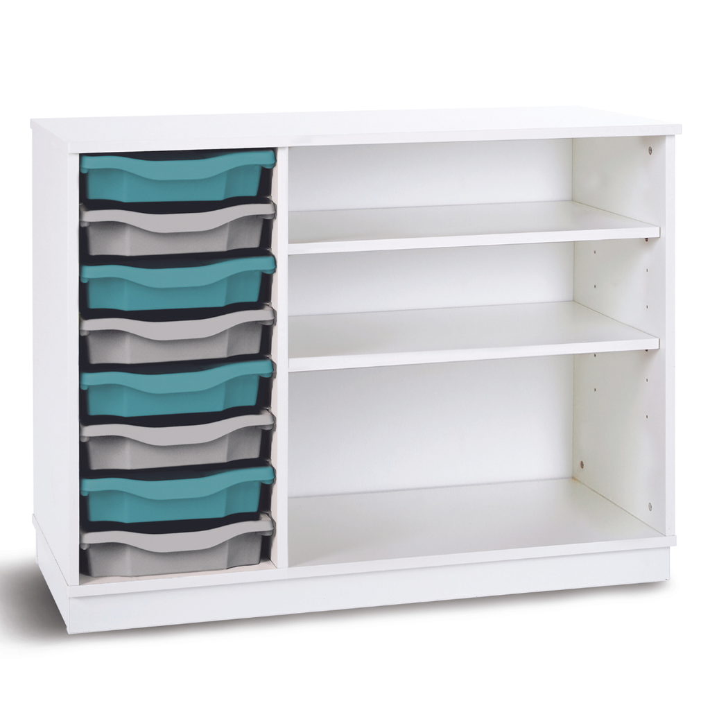 Premium 8 Shallow Tray Unit + 2 Shelves - White - Mobile & Static ...