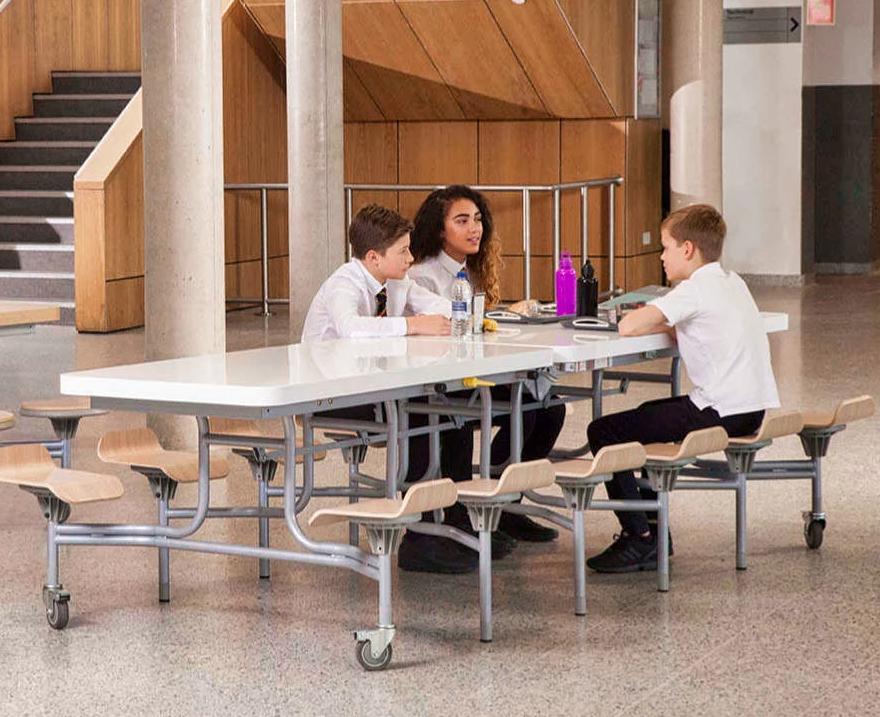 Primo Mobile Folding School Dining Table 12 Seat Rectangular - White ...