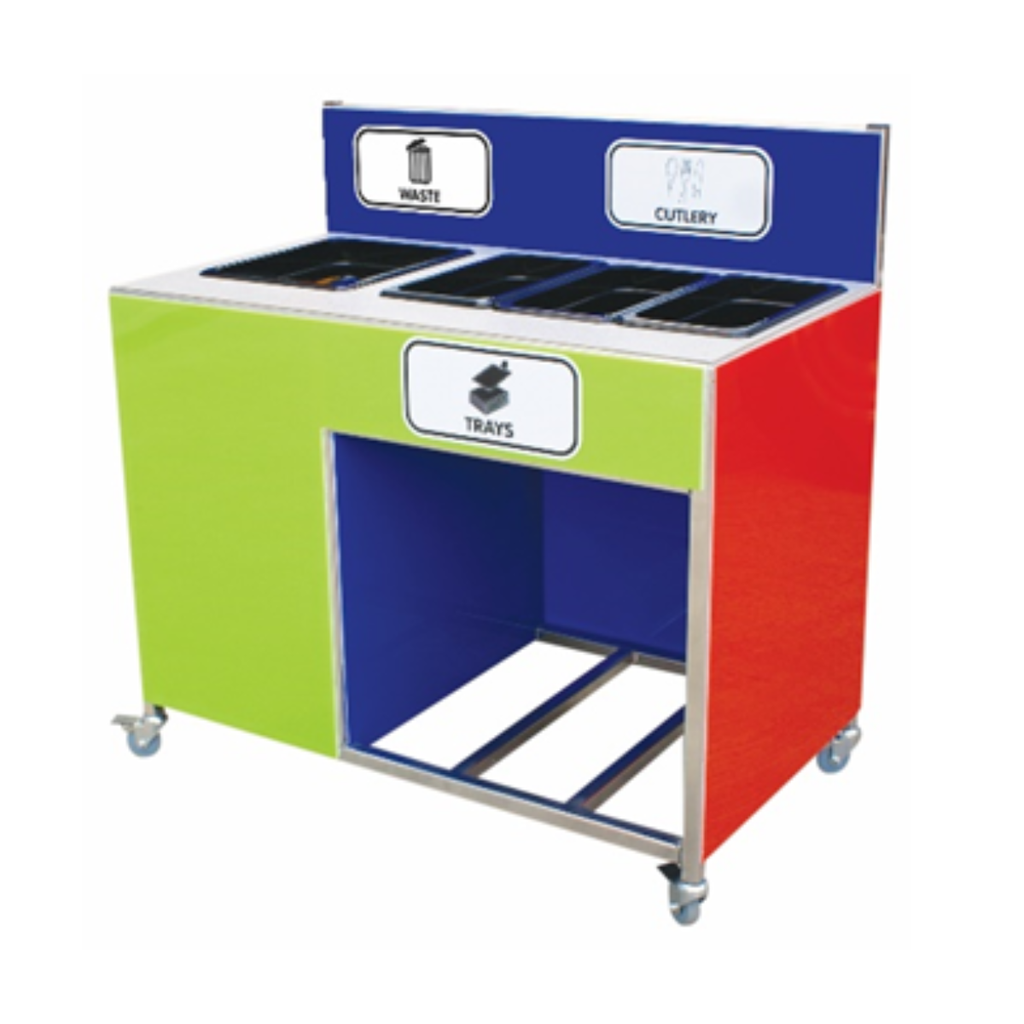 Standard 4 Bay Food Clearing & Cutlery & Tray Storage Trolley ...