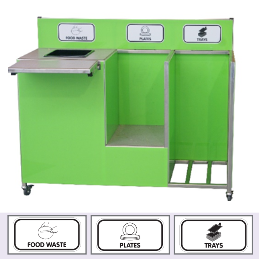 Standard 1 Bin Waste Food Clearing + Tray & Plate Store Trolley ...