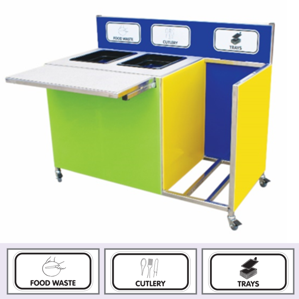 Standard 2 Bin Waste Food Clearing + Tray Store Trolley | Educational ...