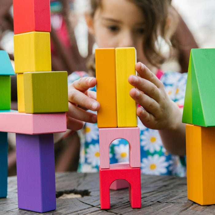 Designer Wooden Rainbow Building Blocks + Tray - 20 Pices | Wooden ...