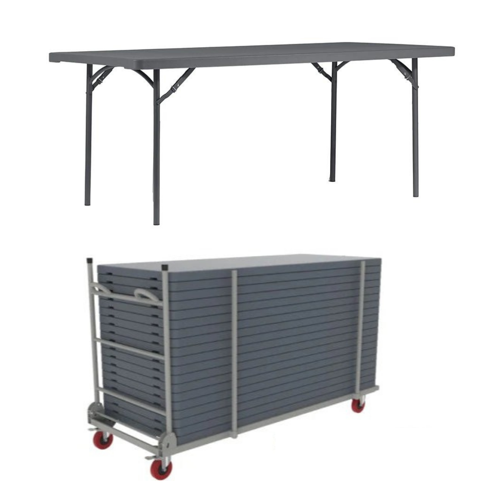 Zown Plastic Folding Table Bundle - 20 Tables & Trolley - 5ft x 2ft 6in ...